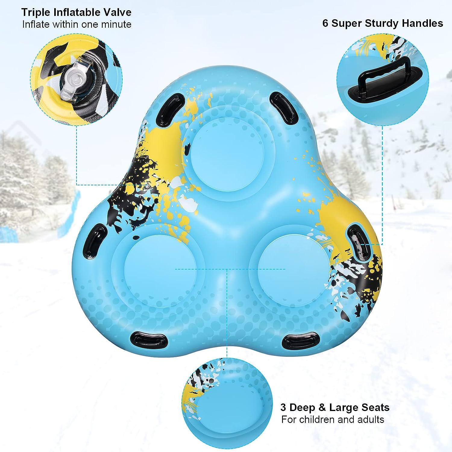 Inflatable Snow Tube Sled - 60 Inch, Super Big Heavy Duty with 6 ...