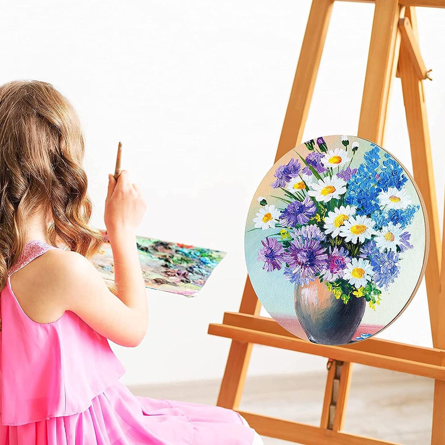 6 Pcs Round Wood Canvas Panels for Painting - 3 Sizes - Arts & Crafts ...