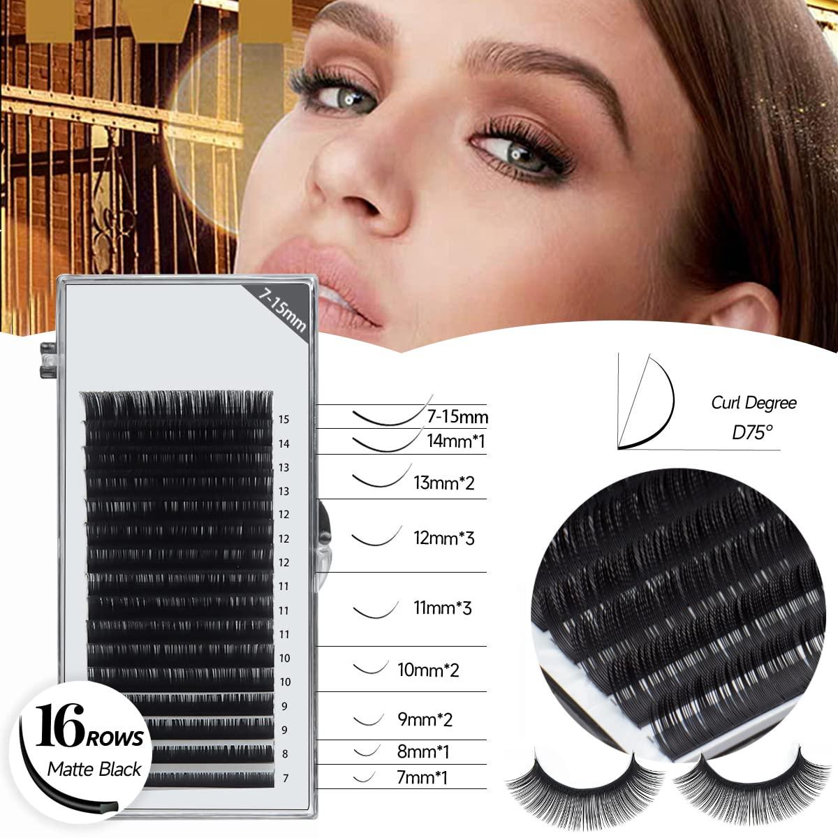 Beginner Lash Extension Kit | 0.07D Curl Mix 7-15mm Lashes | USB Lash ...