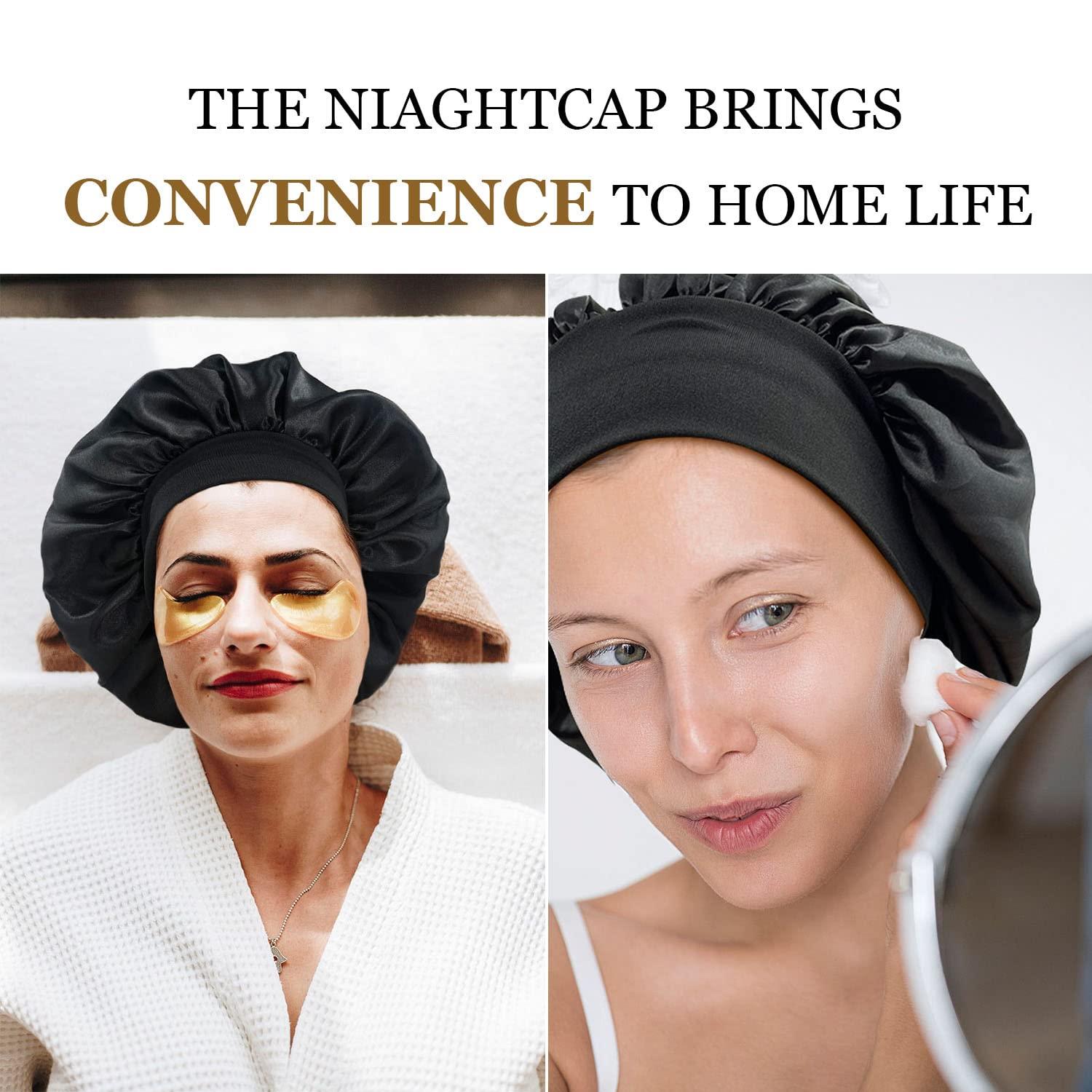 Satin Silk Hair Bonnet Set for Black Women - 2 Large Bonnets for ...
