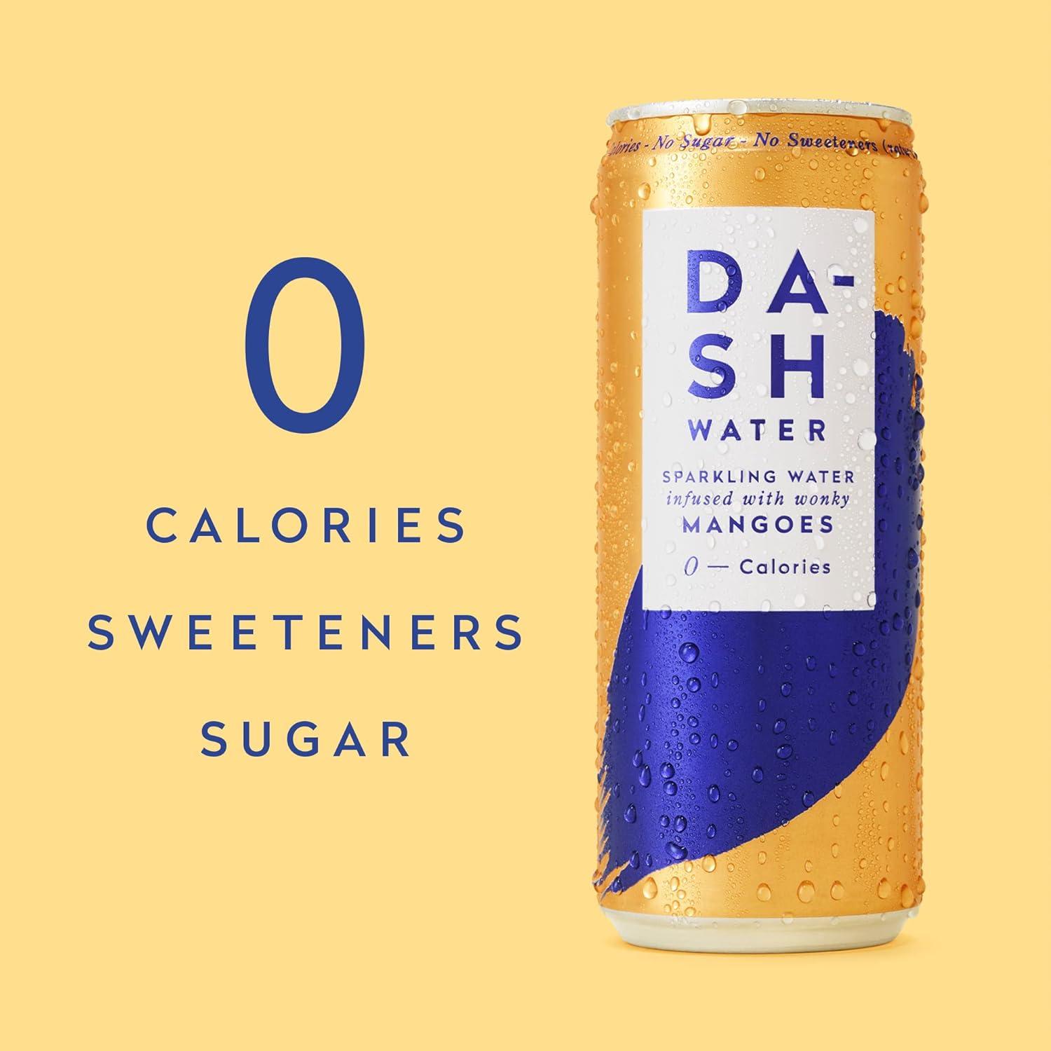 Dash Water Raspberry & Mango - 24 x Flavoured Sparkling Spring Water NO ...