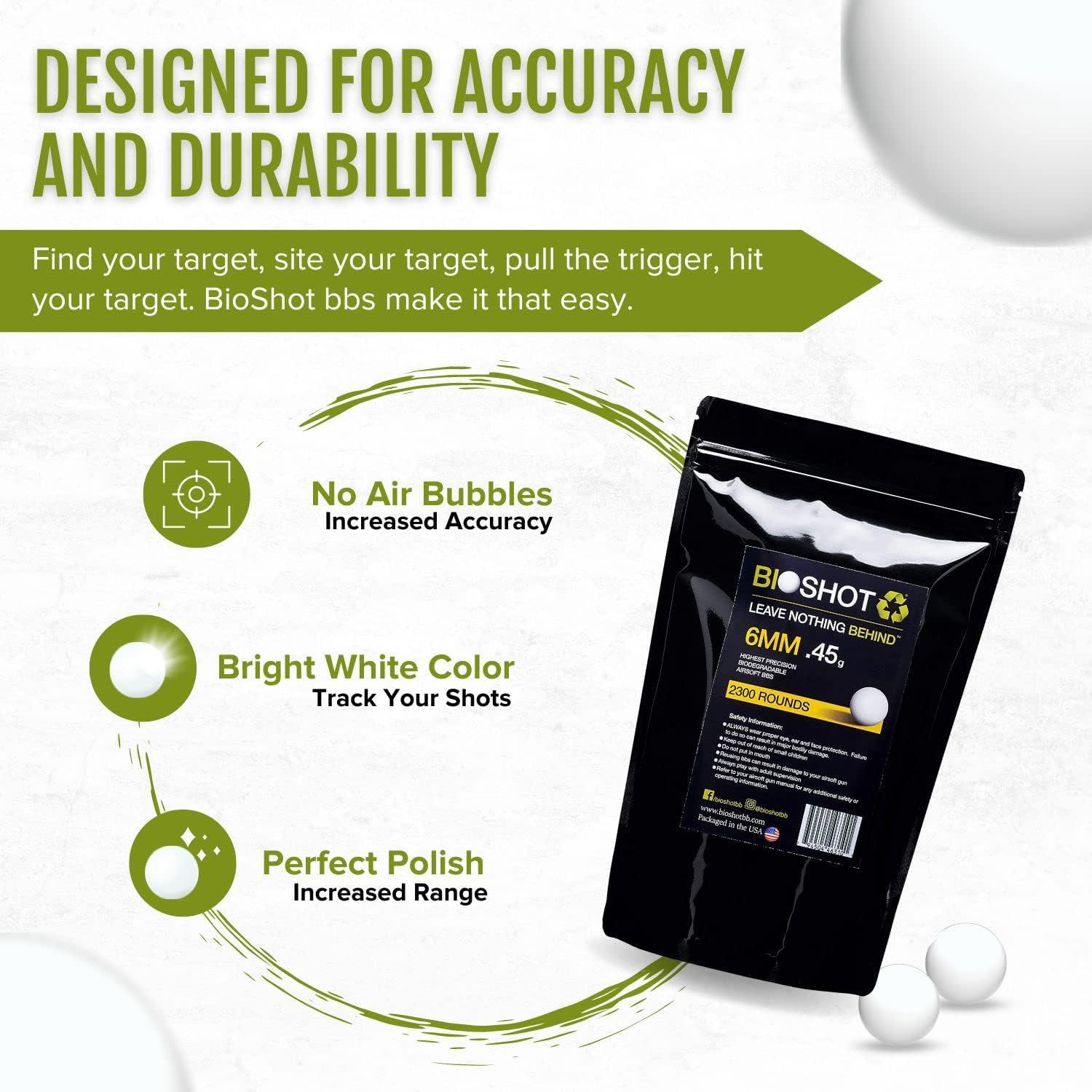 Bioshot Biodegradable Airsoft BBS .45g Super Slick Polish - 2300 Rounds White | Sniper Weight ...