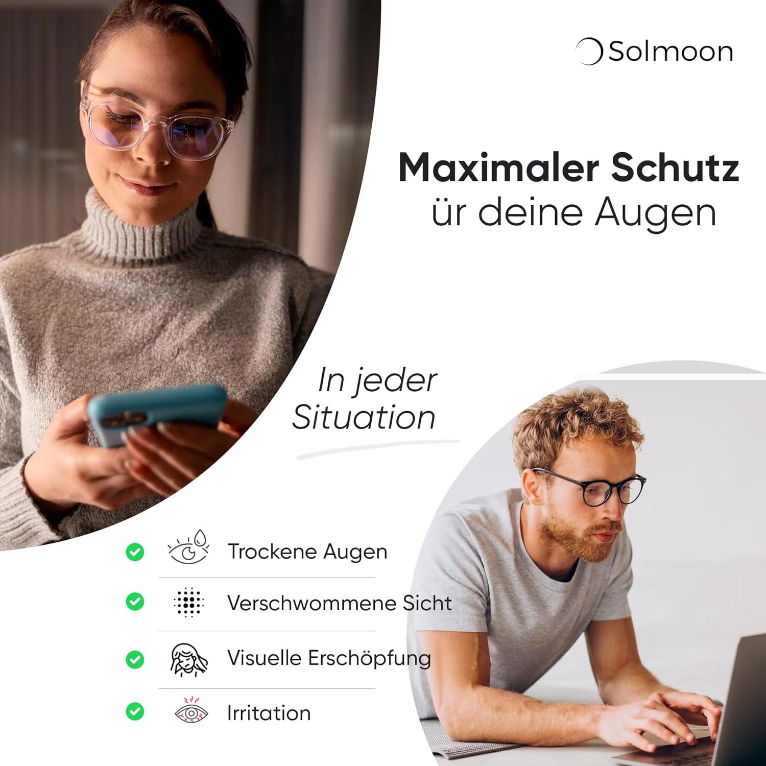 Buy Solmoon Blue Light Filter Glasses for Men & Women - Premium Round Transparent Computer ...