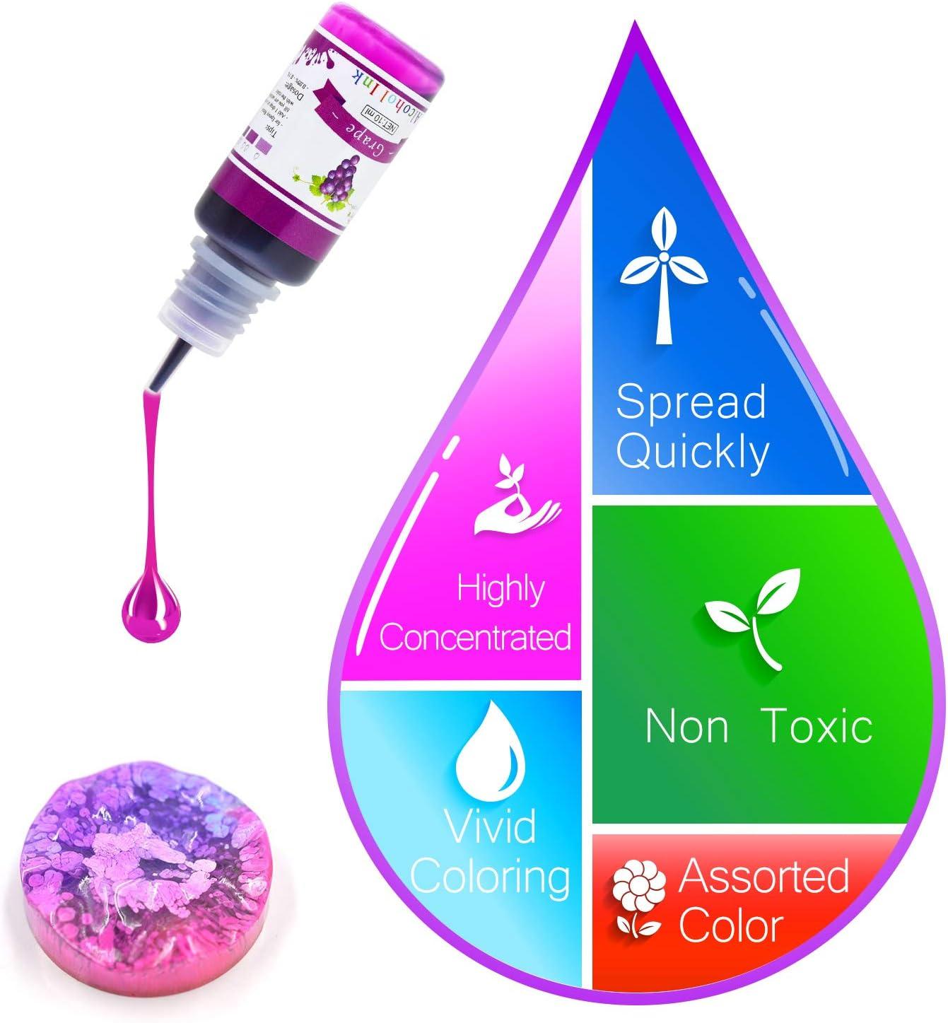 24 Vibrant Alcohol Ink Colors for Resin Art & Painting - 10ml Bottles ...