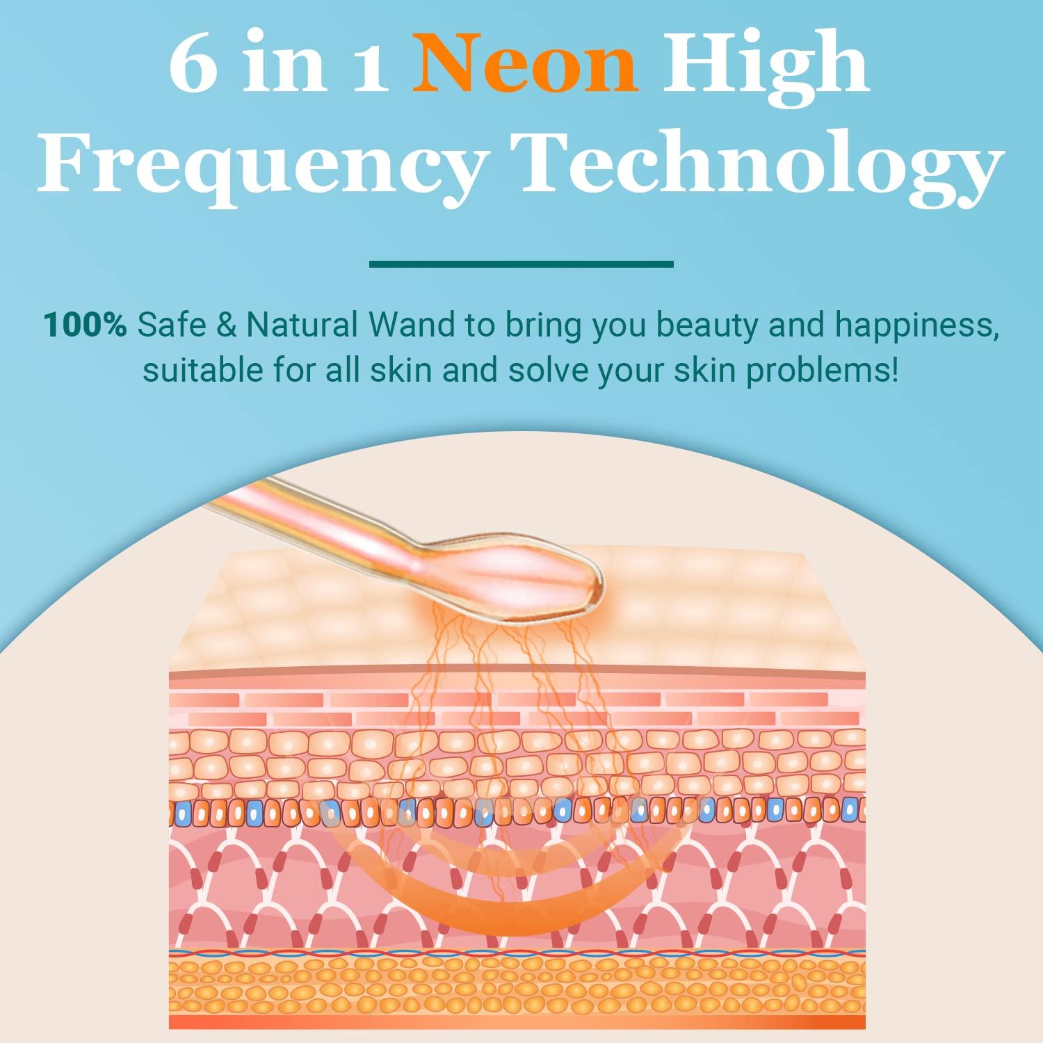 UUPAS High Frequency Facial Wand with 6 Orange Tubes - Portable ...