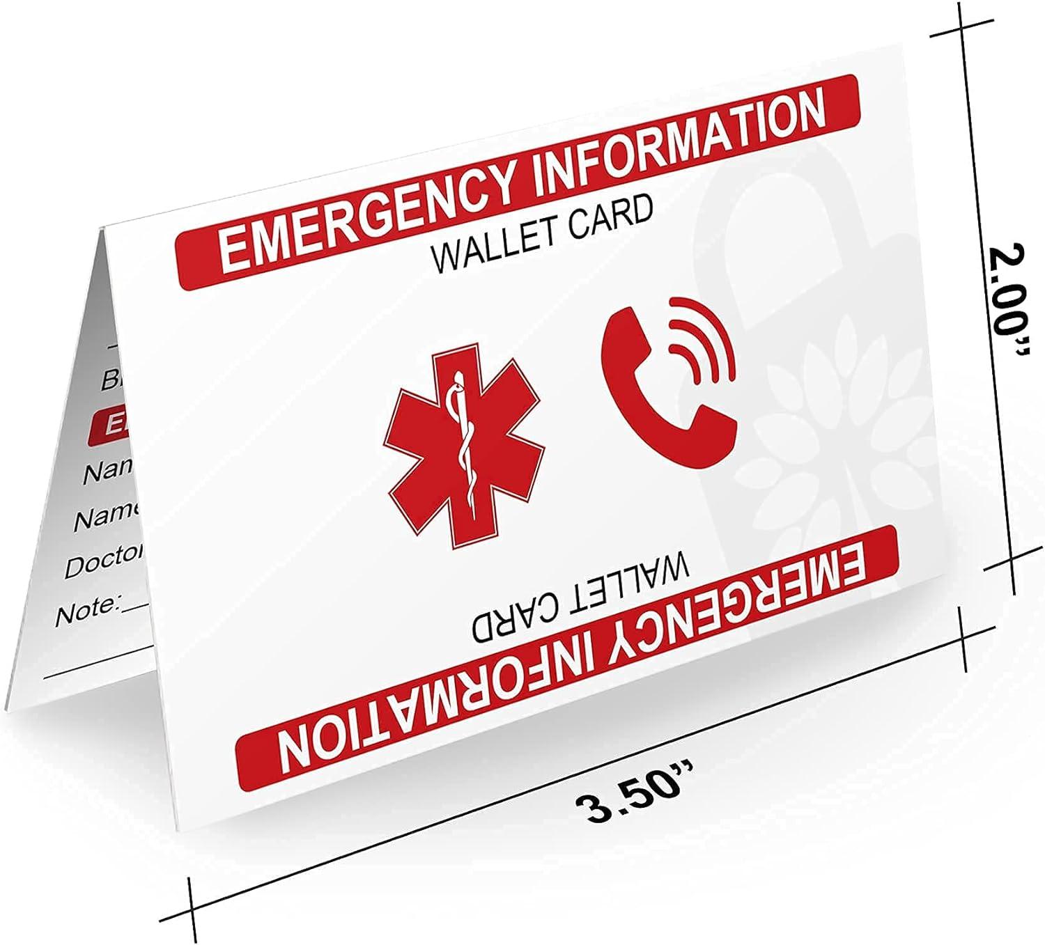 Emergency Information Wallet Cards (5 Pack) - Bi-Folding High Gloss ...