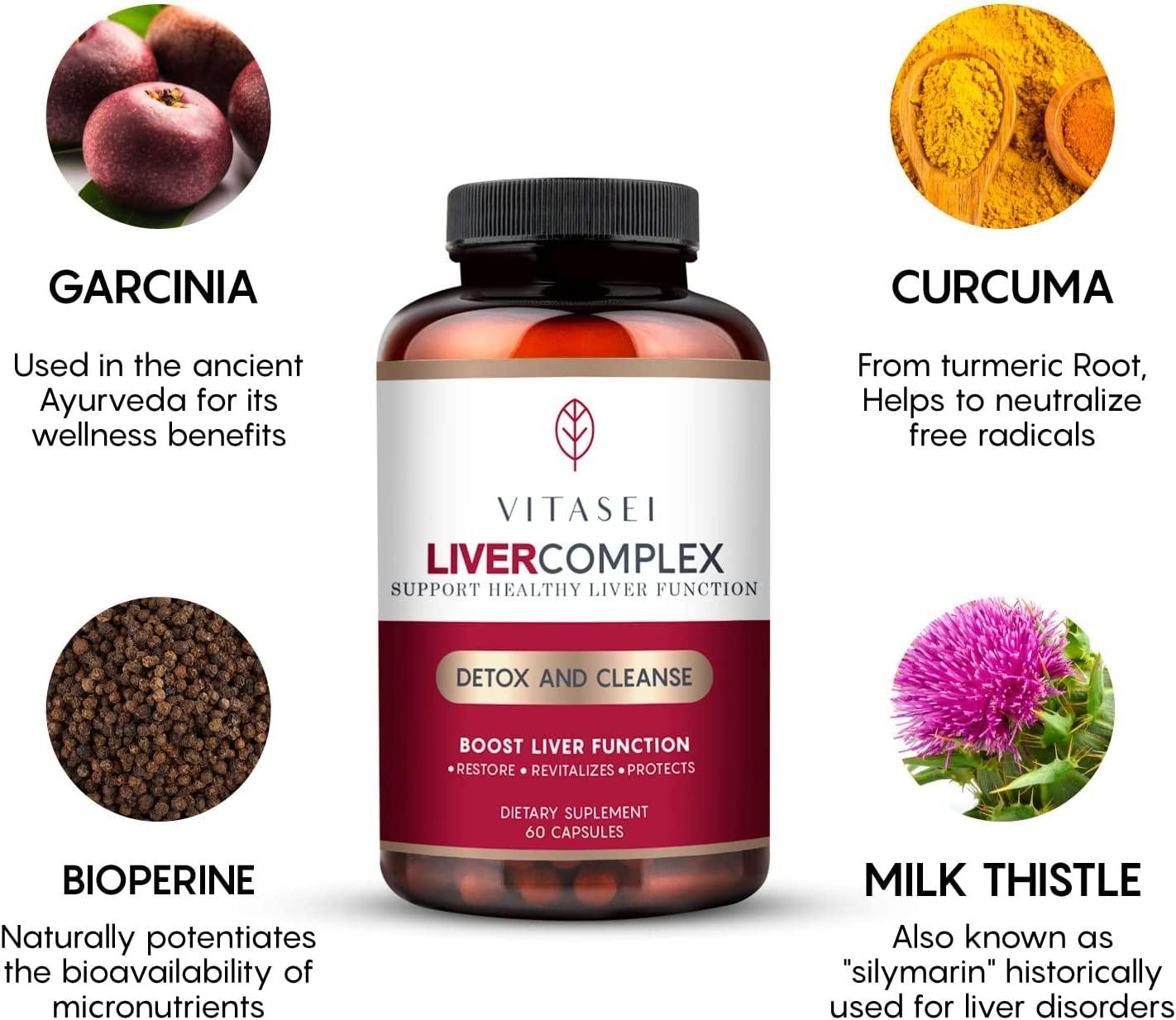 Vitasei Liver Cleanse Detox Supplement with Milk Thistle, Garcinia ...