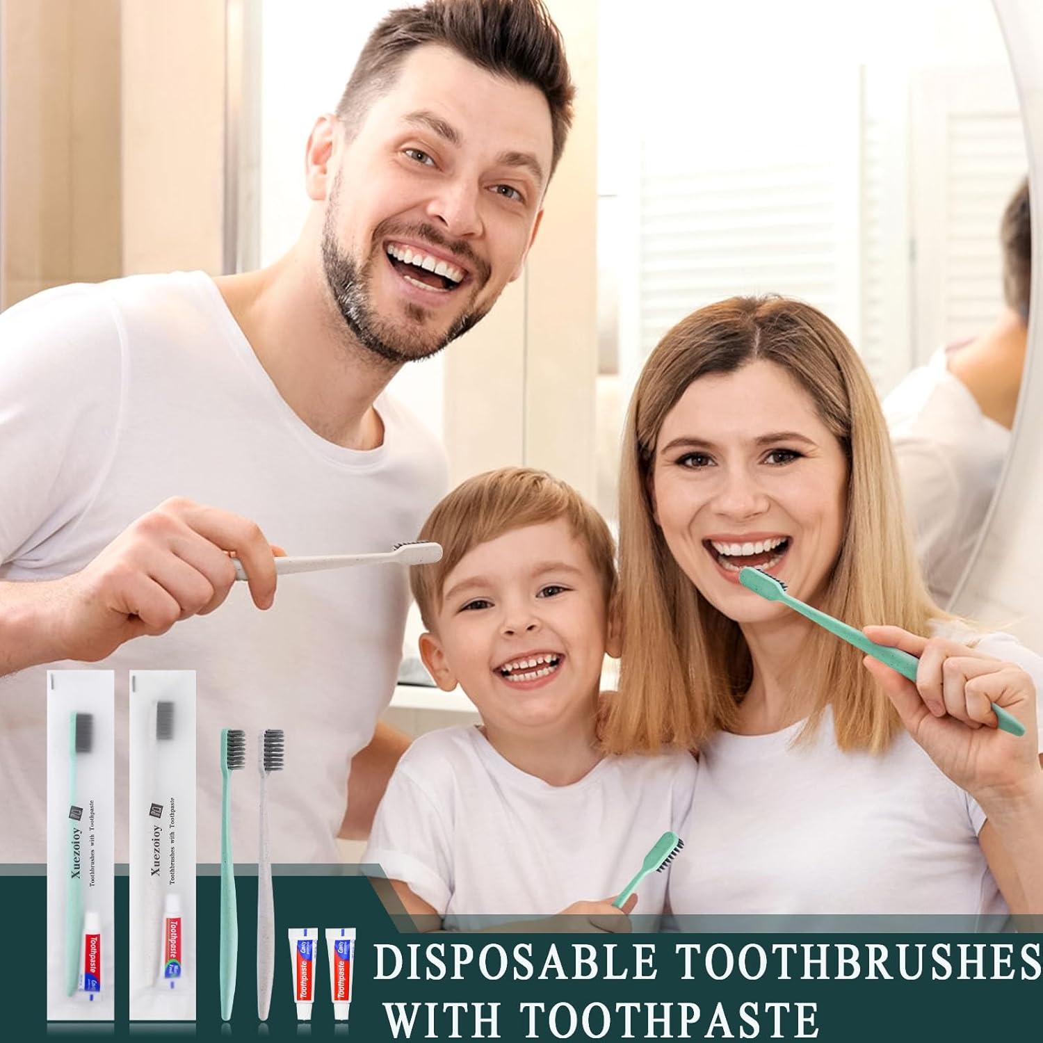 Disposable Toothbrushes with Toothpaste - 60 Pack Individually Wrapped ...