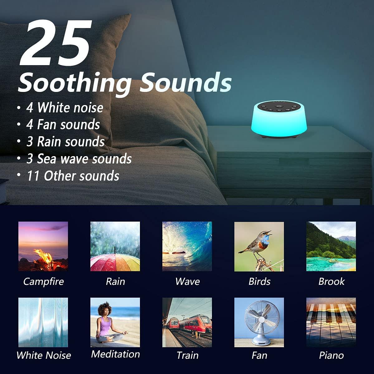 Color Noise Sound Machine with Night Light | 25 Soothing Sounds | 32 ...