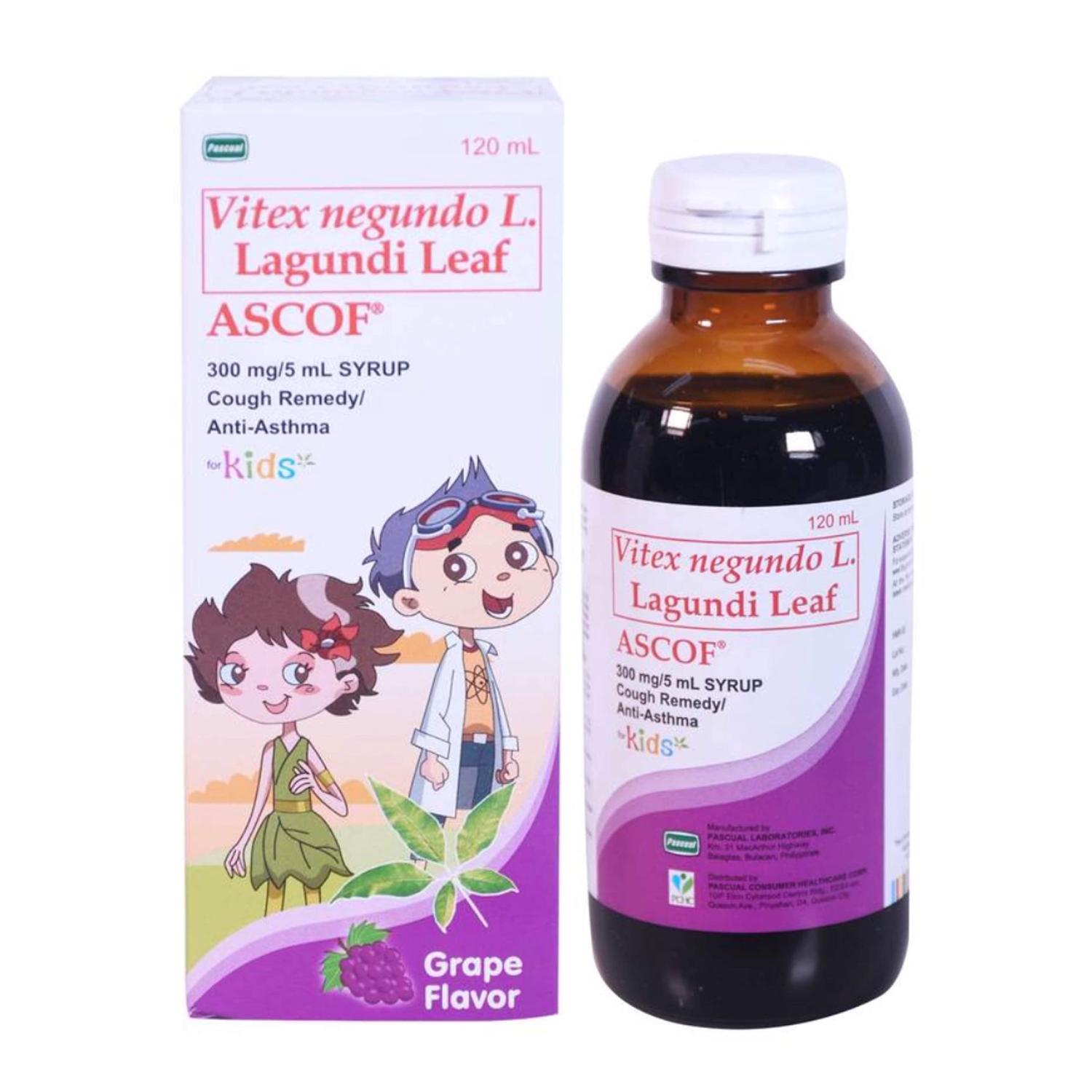 Ascof Forte Lagundi Leaf Syrup for Kids - Grape Cough Remedy 120ml ...