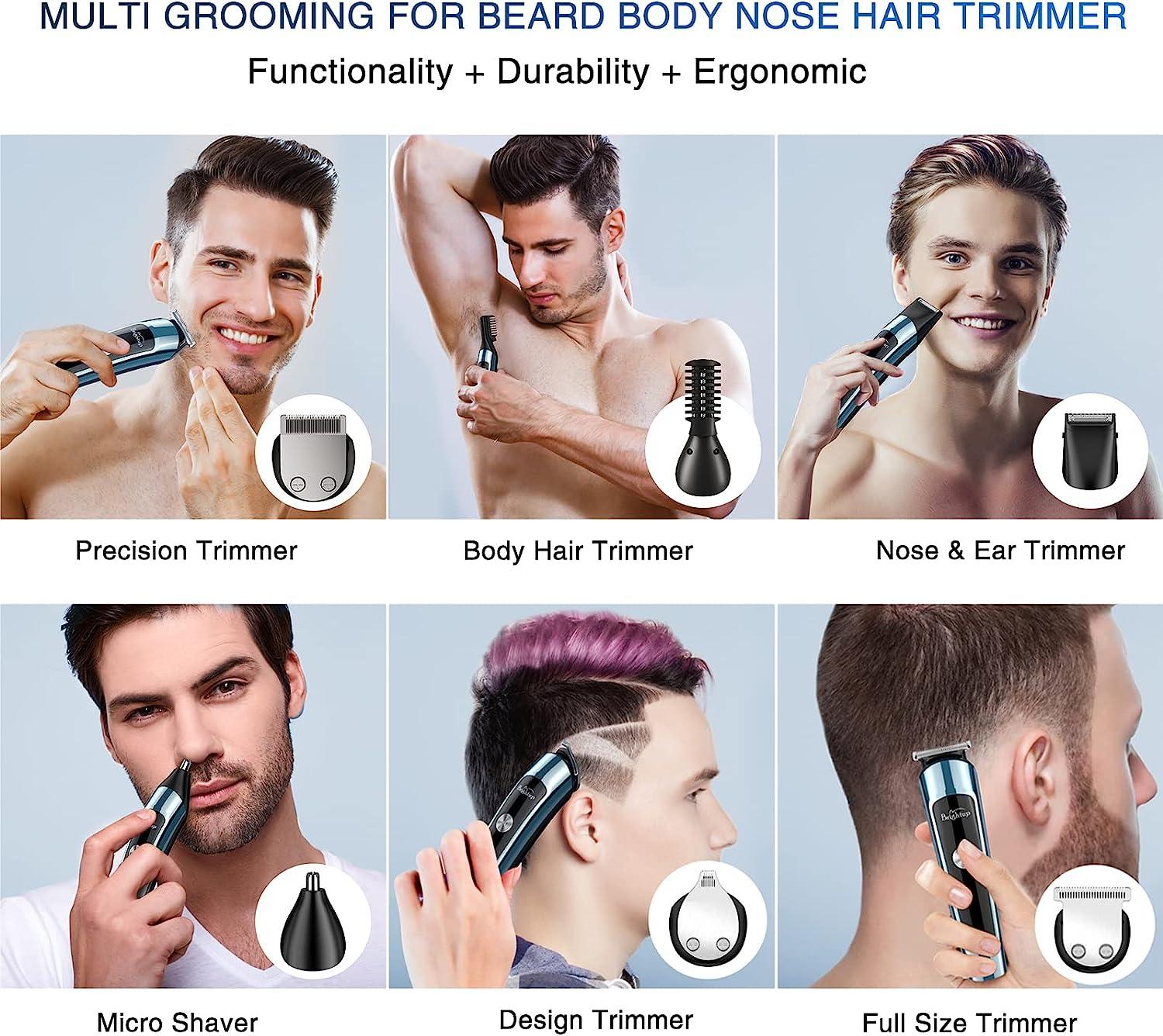 Brightup Beard Trimmer for Men - Grooming Kit, Waterproof Hair Clippers ...
