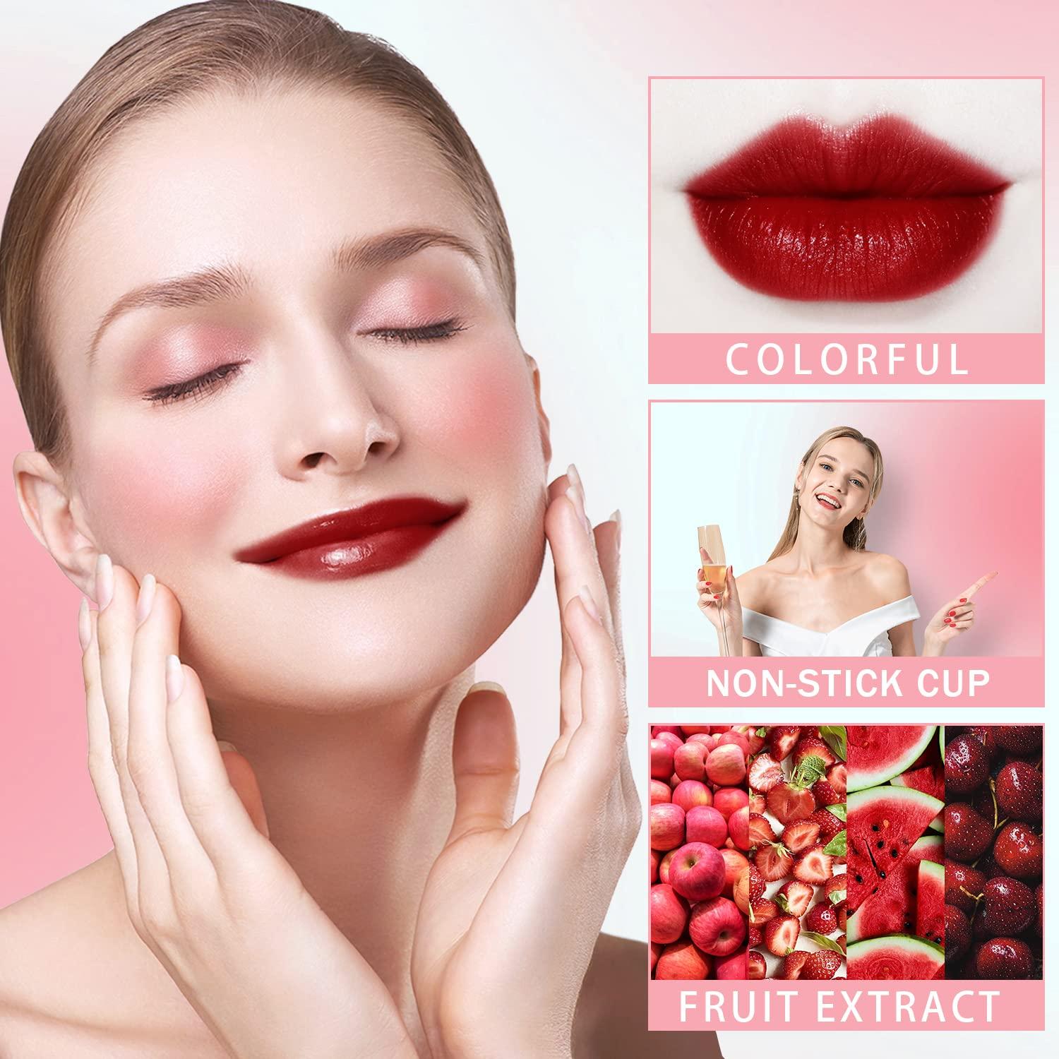 4 Pcs Fruit Lip Stain Set - Vivid Watery Lip Tint Gloss - Plump Velvet ...