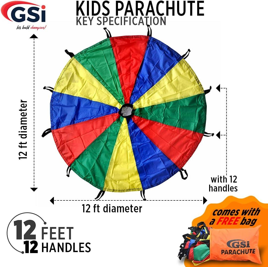 GSI Kids 12ft Rainbow Parachute Toy for Gymnastics and Outdoor ...
