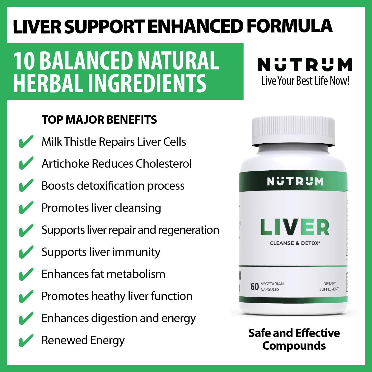 Nutrum Liver Cleanse & Detox Supplement - Herbal Formula with Milk ...