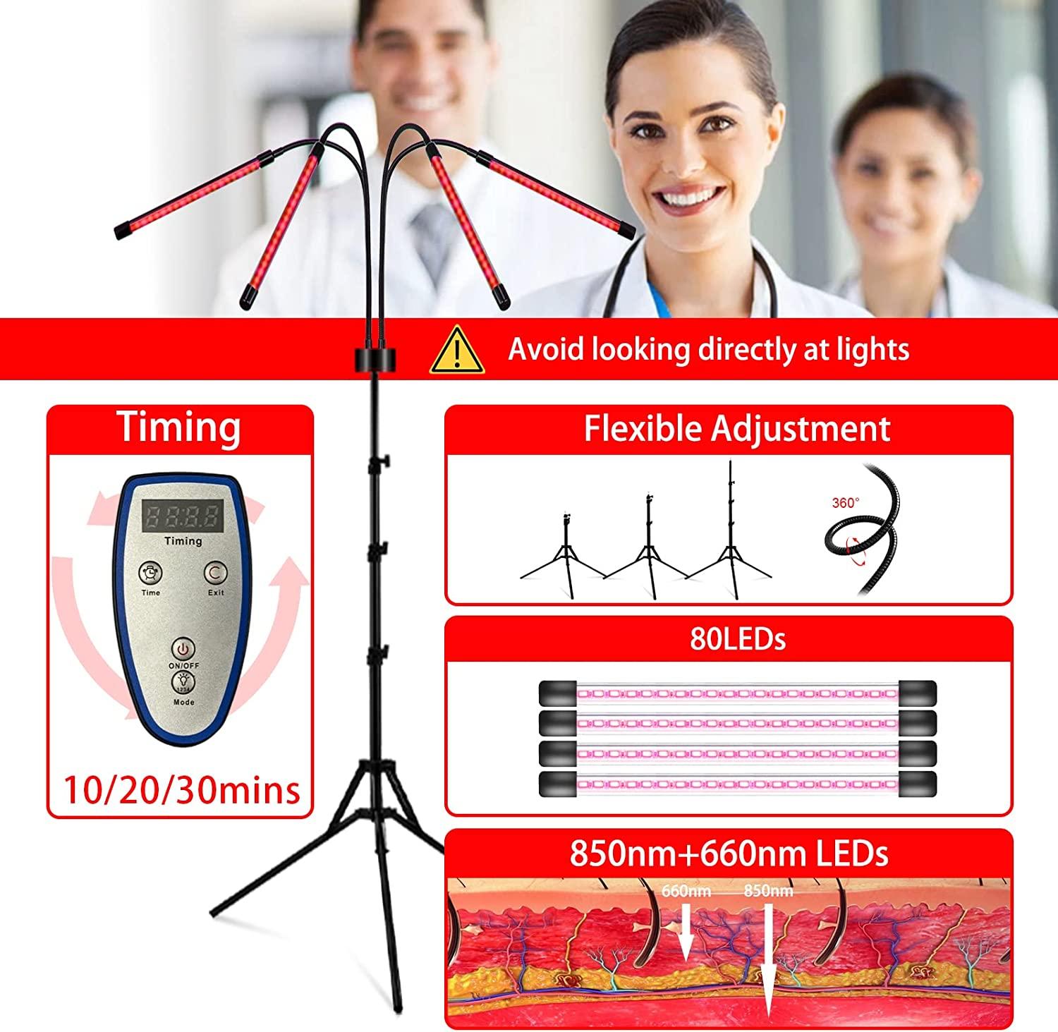80 LEDs Red Light Therapy Device with Stand | 660nm & 850nm Infrared ...