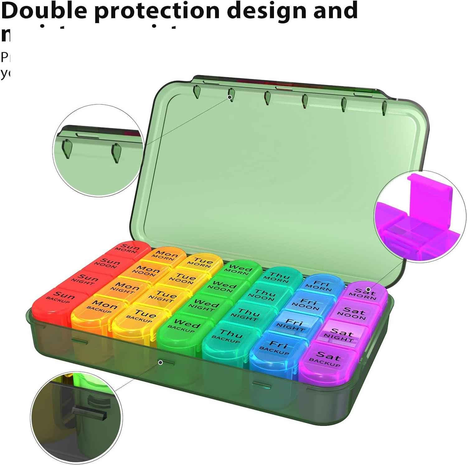 Betife Weekly Pill Box Organizer - 7 Day 4 Compartments Tablet Box ...