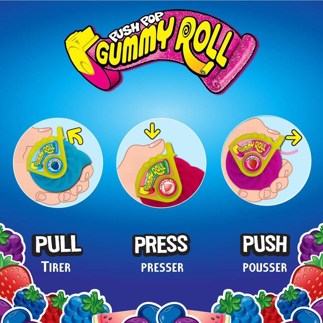 Push Pop Gummy Roll Candy - 8 Count Variety Pack - Individually Wrapped ...