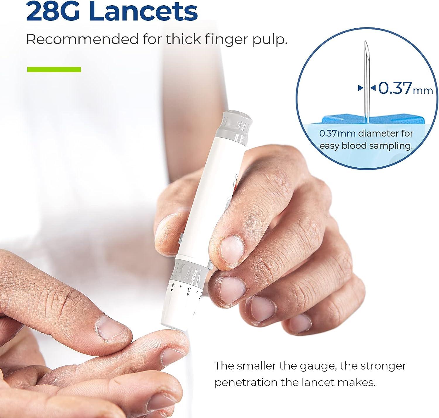 AUVON 28G Diabetic Lancets for Blood Glucose Testing - 100 Count ...
