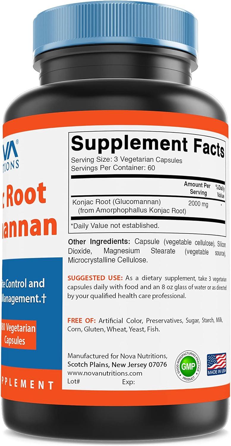 Nova Nutritions Konjac Root Glucomannan Capsules 2000mg 2 Pack - 360 ...