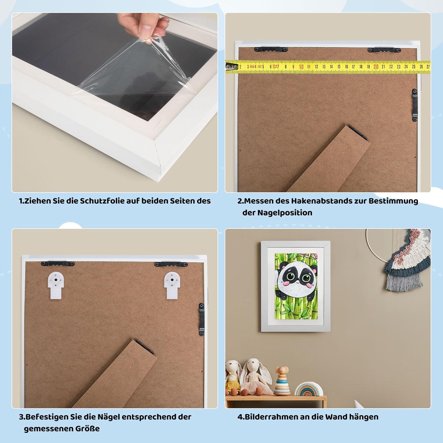 TexLiney 2-Pack A4 Wooden Art Photo Frames for Children | Fillable ...