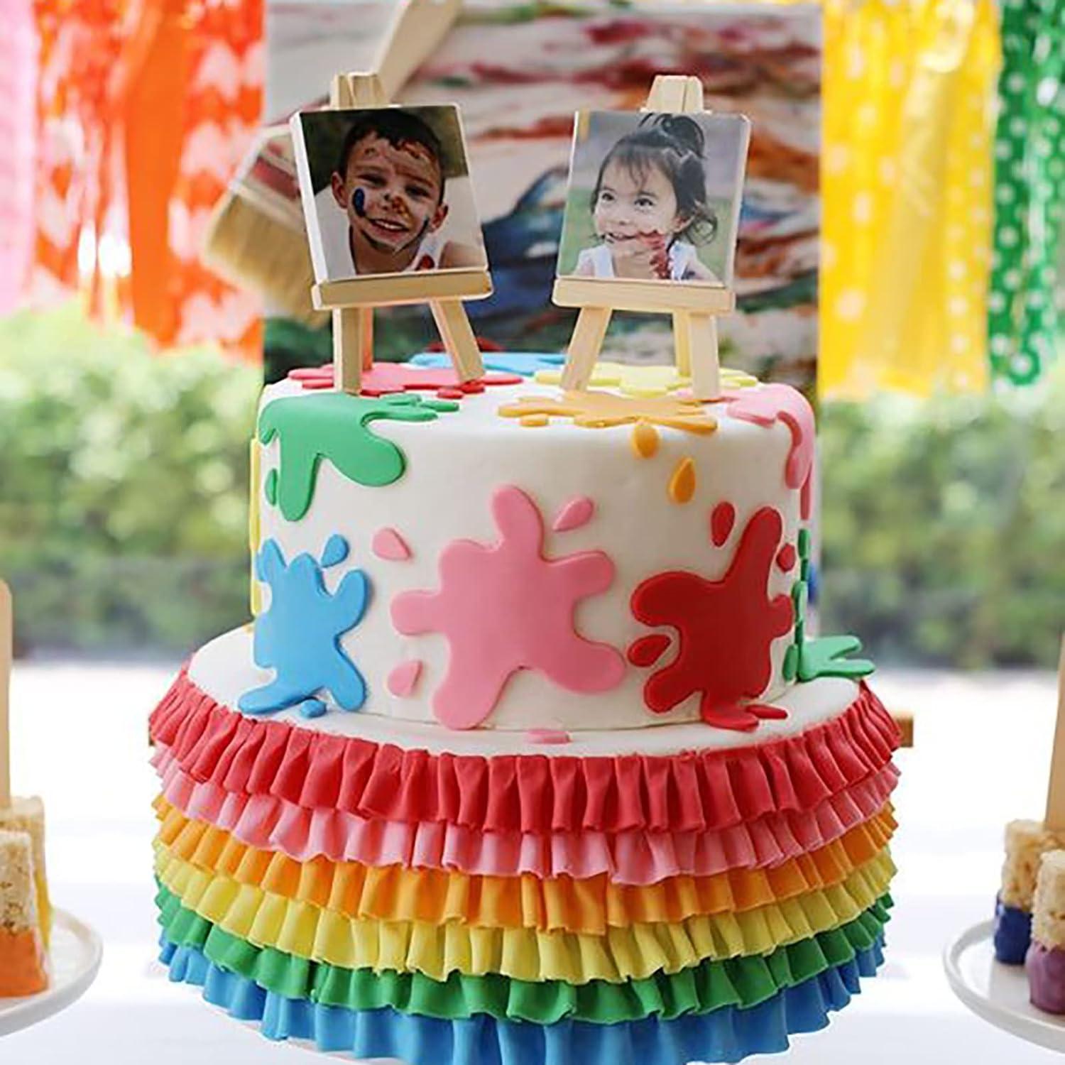 Rismise Painting Cake Topper Art Paint Cake Topper Paint Brush Canvases ...