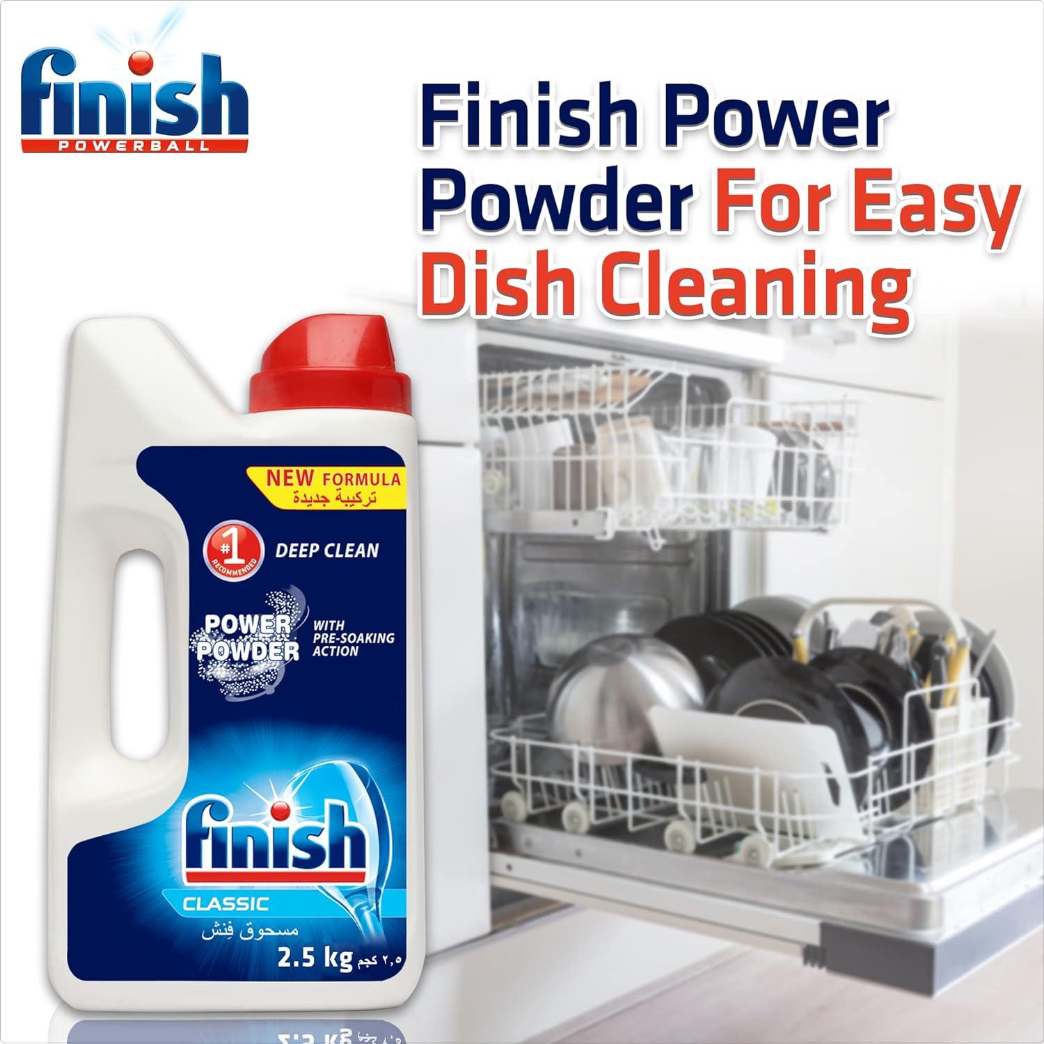 Finish Classic Dishwasher Detergent Powder 2.5Kg | Pre-Soaking Action ...