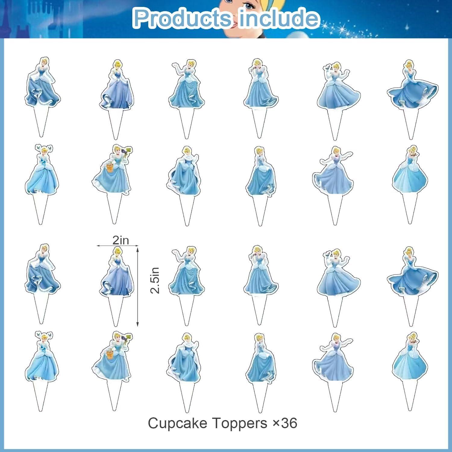 37Pcs Cinderella Party Cake&Cupcake Toppers for Birthday Party Supplies ...