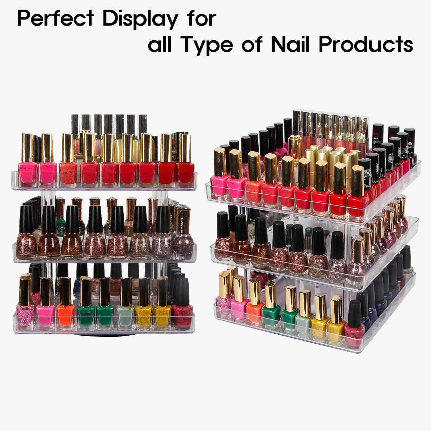MK387 - Transparent Acrylic Nail Polish Rotating Display Rack | 3 ...