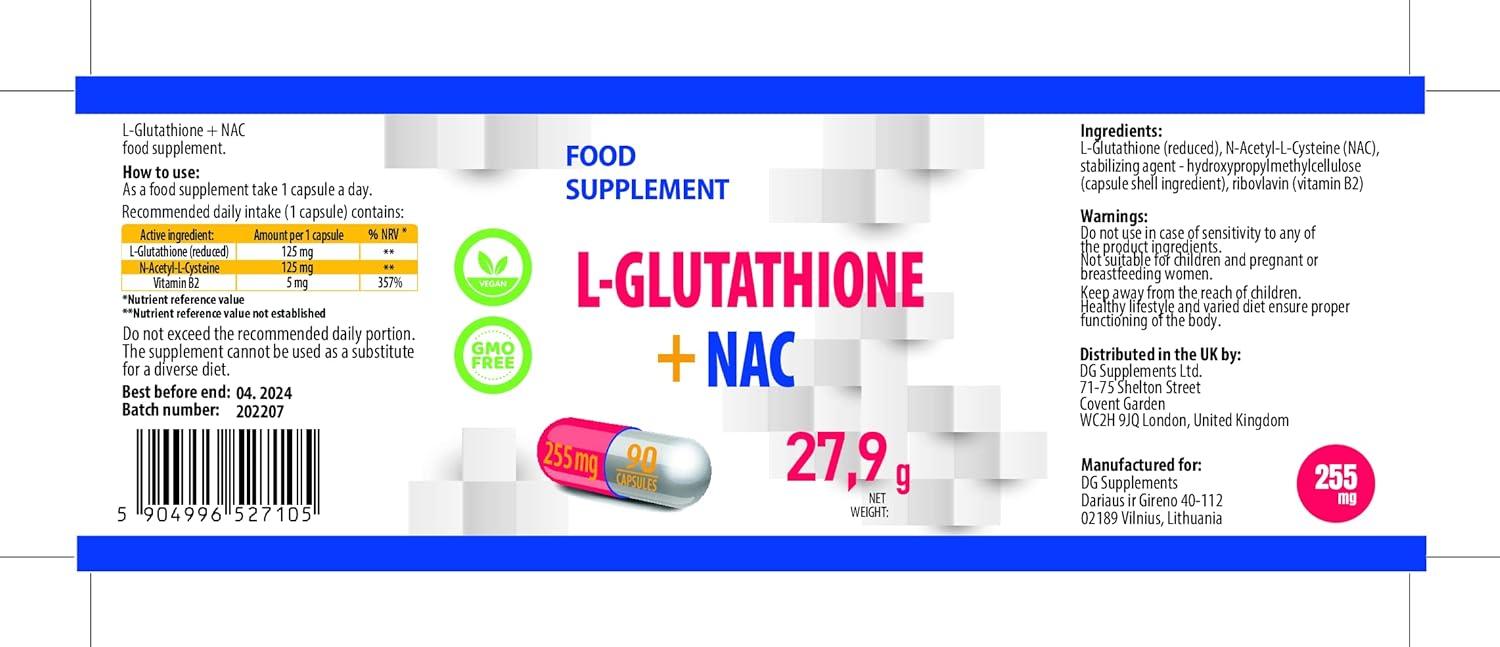 Hepatica L-Glutathione + NAC 255mg | 90 Vegan Capsules | High Strength ...