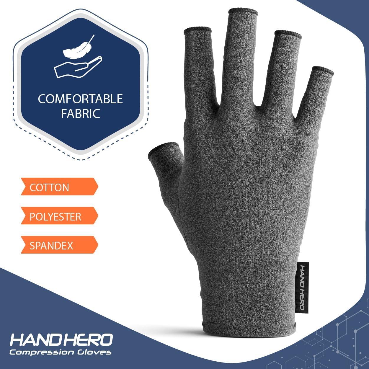 Hand Hero Arthritis Compression Gloves - Fingerless Support for Men and ...