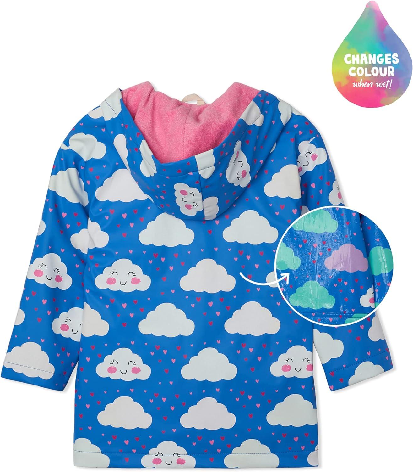 Hatley Girls' Cheerful Clouds Colour Changing Raincoat - Size 10 Years ...