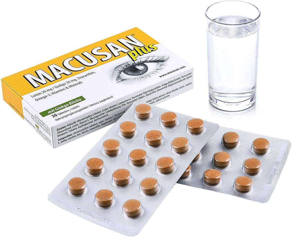 Macusan Plus Eye Tablets - Boost Macular Lutein 30 Dietary Supplements ...