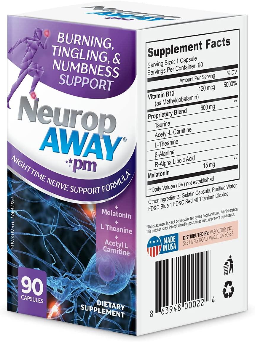 NeuropAWAY Nighttime Nerve Support Capsules - 90 Count for Nighttime Relief