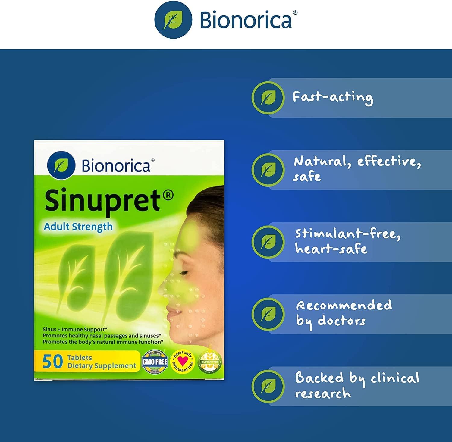 Sinupret Bionorica Sinus Immune Support Adult Strength - 50 Tablets ...