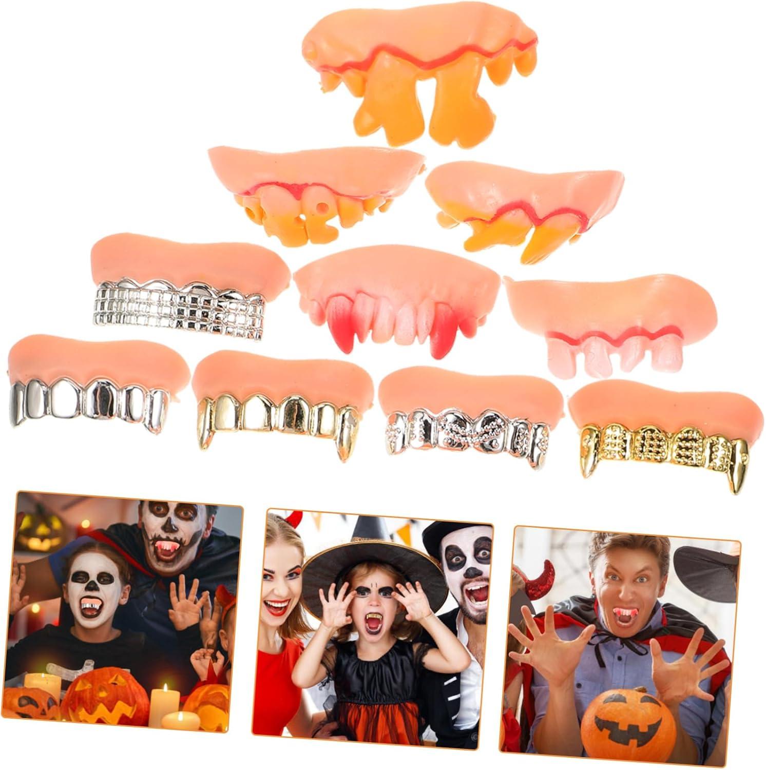 Pretyzoom Fake Dentures - 10 Pieces of Artificial Ugly Teeth for ...