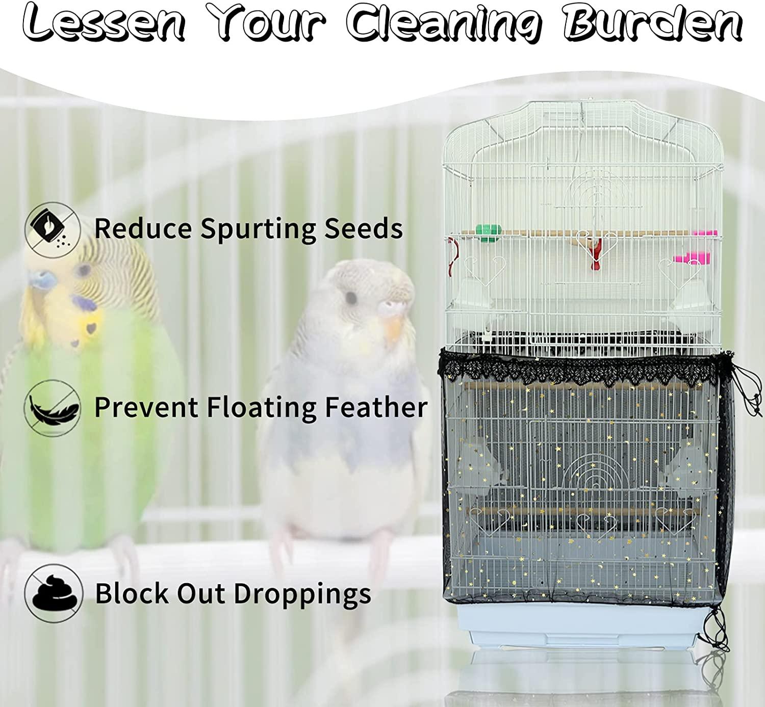 Adjustable Bird Cage Seed Catcher - Black Nylon Mesh with Twinkle Moon ...