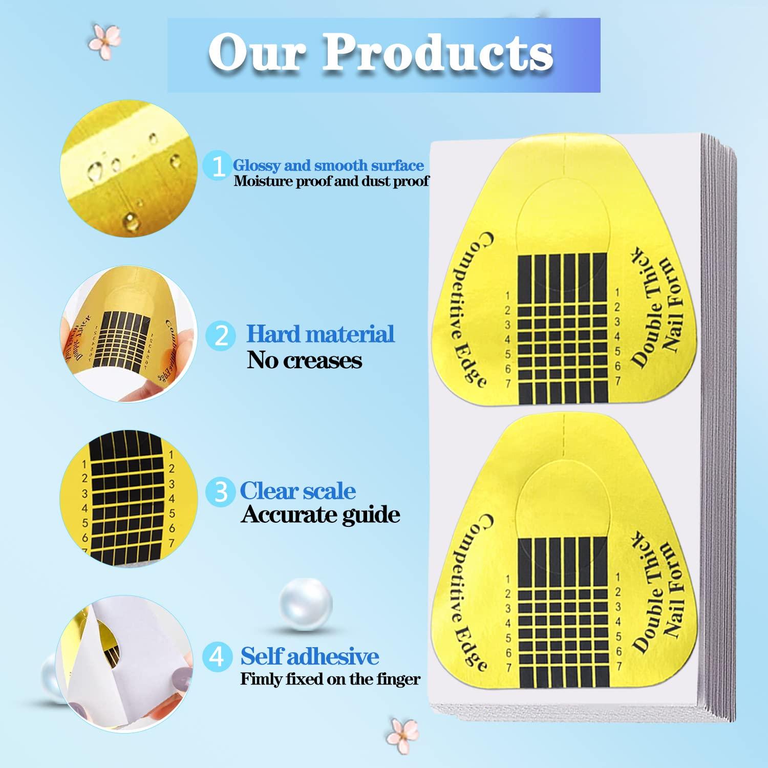 Horseshoe Nail Extension Forms - 200 PCS Gold Polygel Nail Forms for ...