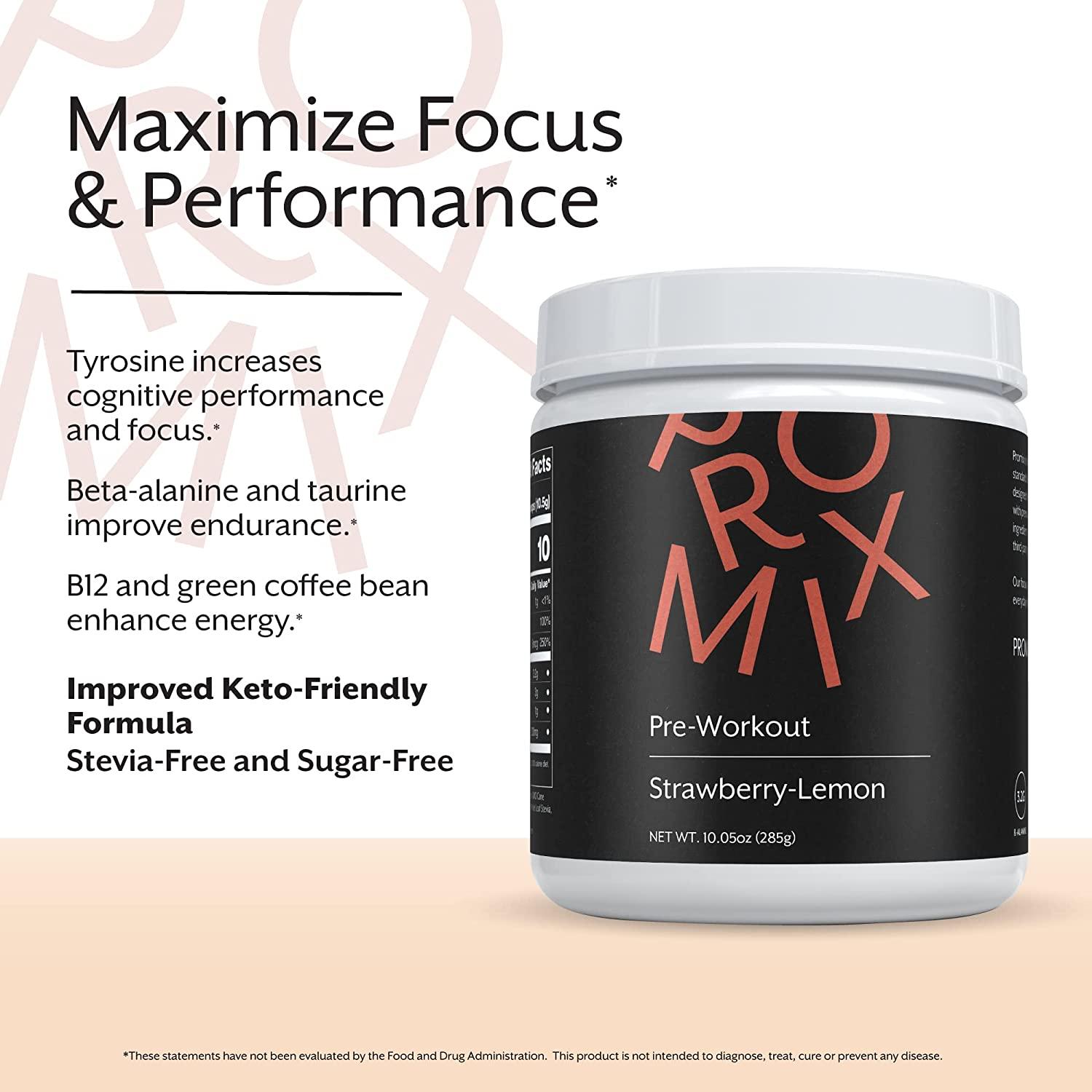 Promix Strawberry Lemon Pre-Workout Powder - Focus, Performance, Muscle ...