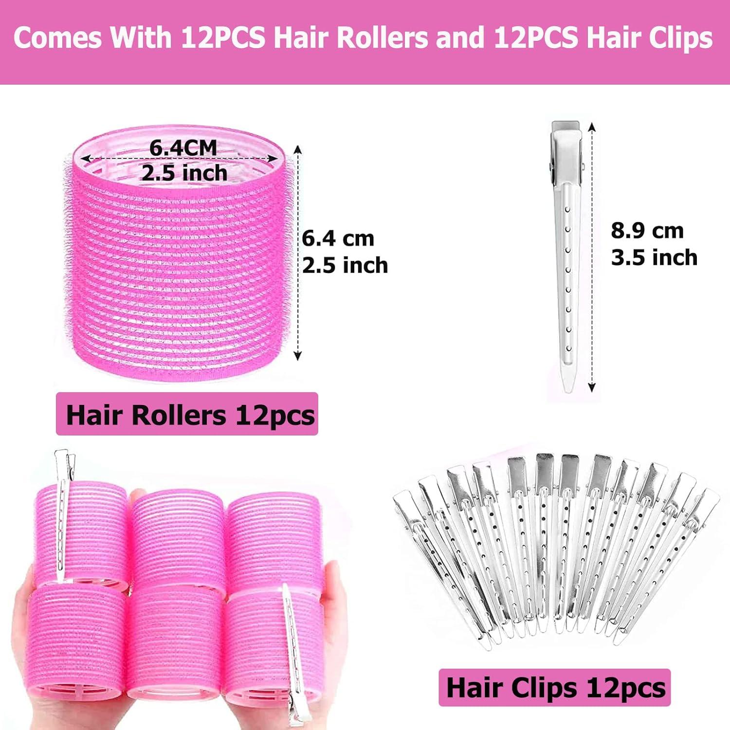 Lock Winder Large Curls - 24 Heatless Self-Adhering Jumbo Hair Rollers ...