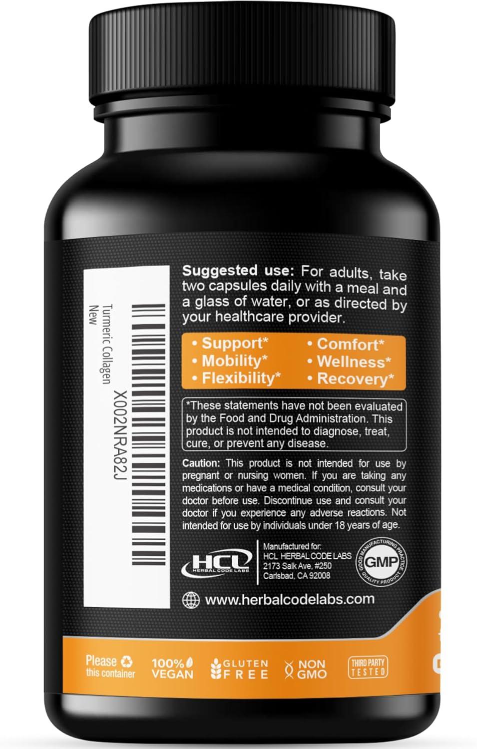 Turmeric Curcumin 95% Extract & Collagen Capsules - NEM Joint Comfort ...