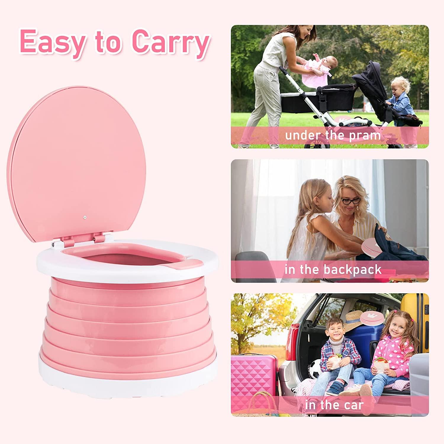 Foldable Portable Potty Seat for Kids - Small Pink Travel Potty ...