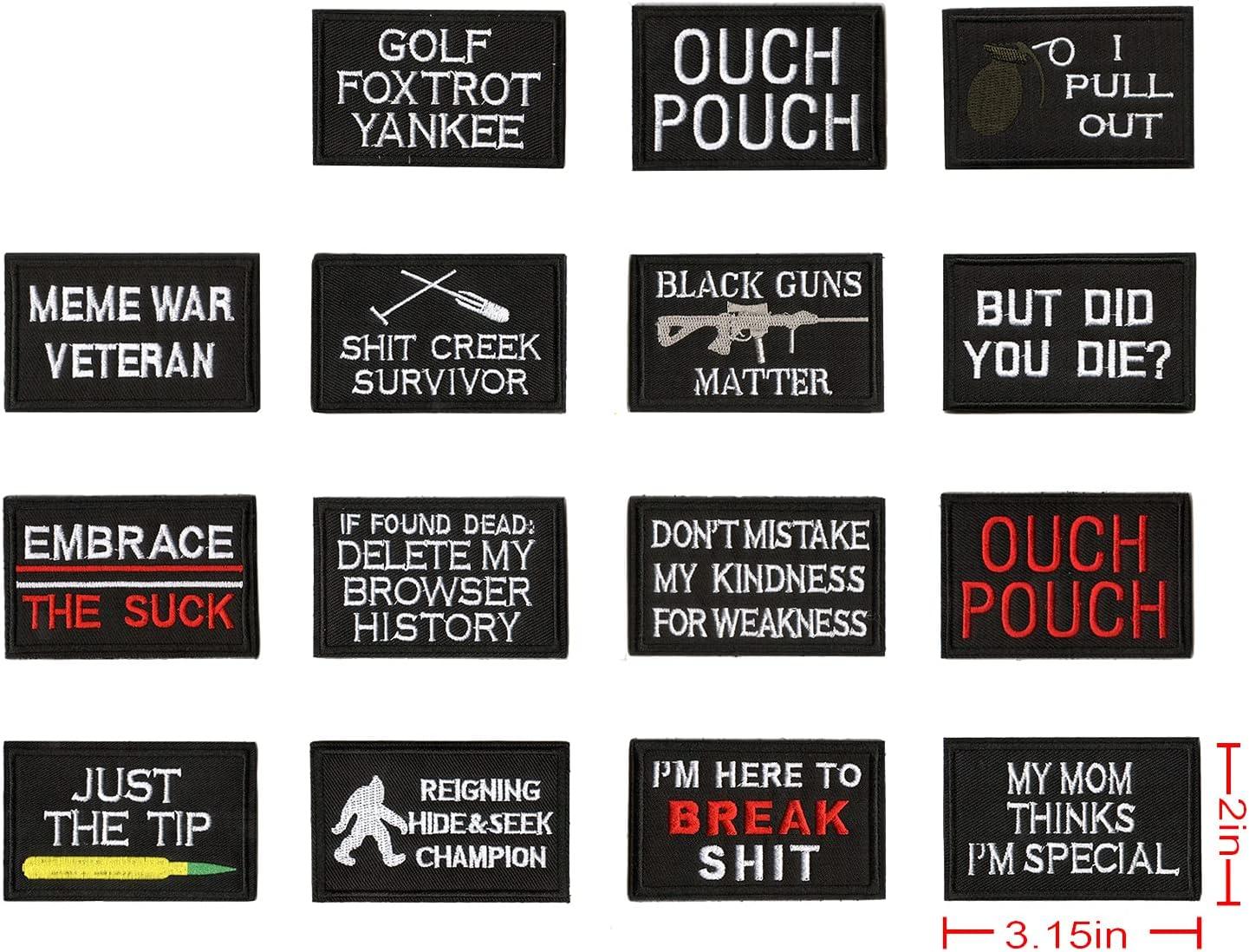 WZT 20-Piece Funny Tactical Military Morale Patch Set - Full Embroidery ...