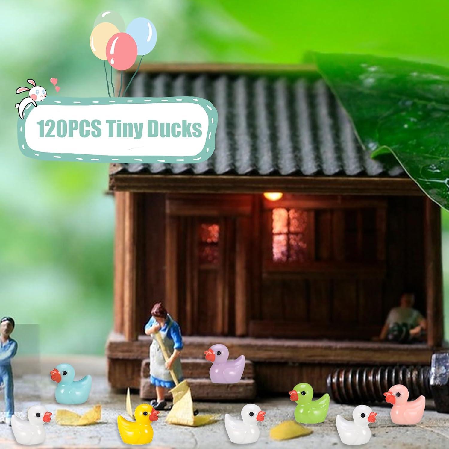 Mini Resin Ducks Set | 120Pcs Realistic Tiny Cute Ducks in 6 Colors | Miniature Bath Time Toys ...