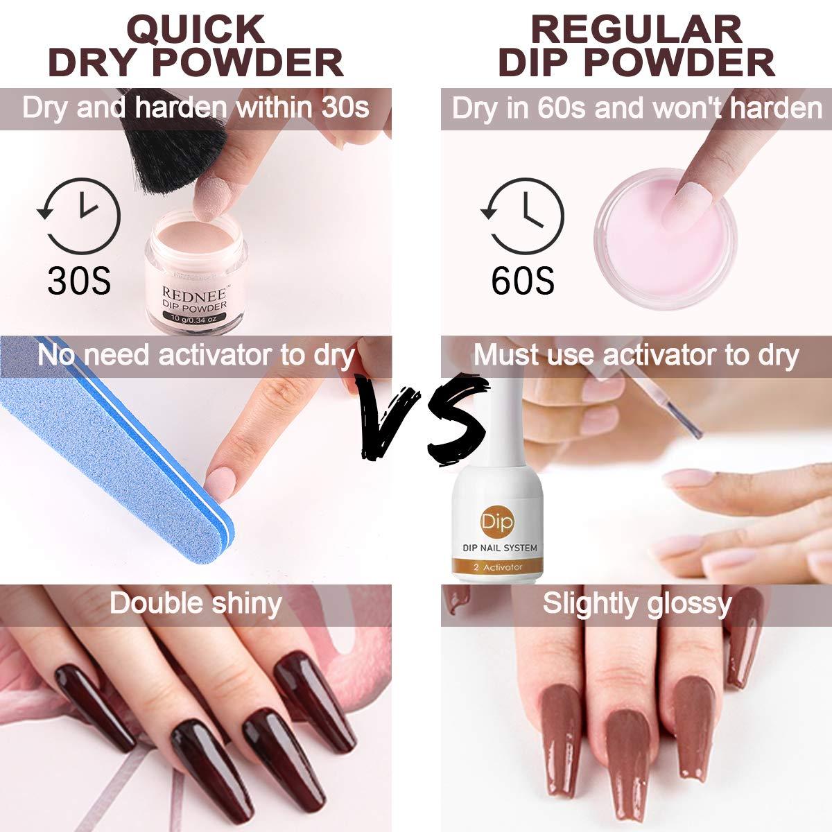 REDNEE 33 Pcs Quick Dry Dip Powder Nail Kit Starter | 24 Colors Dipping ...