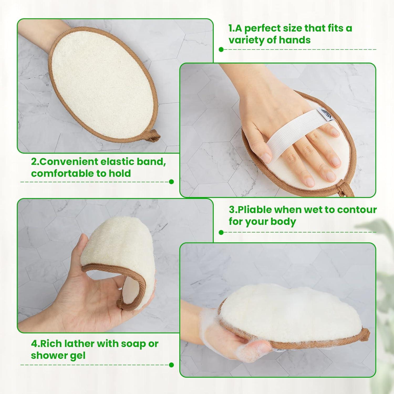 2-Pack Natural Loofah Sponge Body Scrubber for Women and Men ...