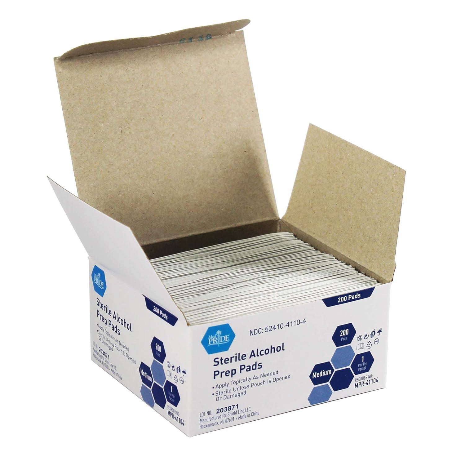Med Pride Alcohol Prep Pads 200 Pack - Medical-Grade Sterile Isopropyl ...
