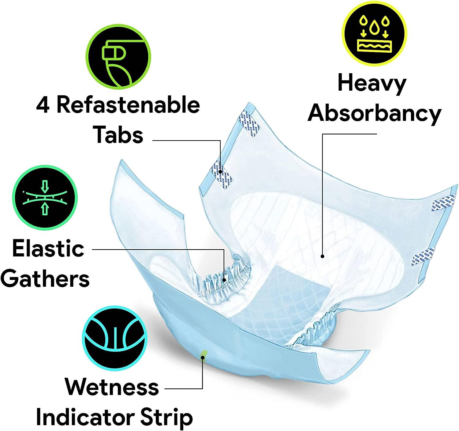 Adult Diapers Incontinence Briefs Large 18 Pack - Overnight Heavy ...