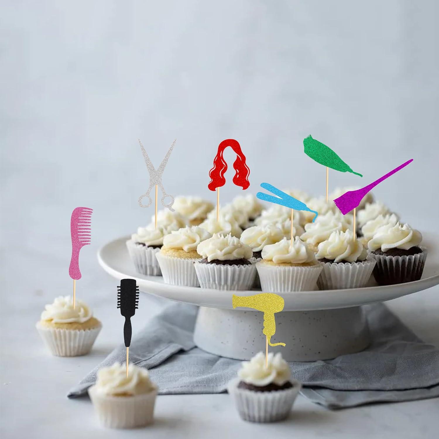 Arthsdite 24Pcs Barbershop Themed Cupcake Toppers Haircut Bachelorette ...