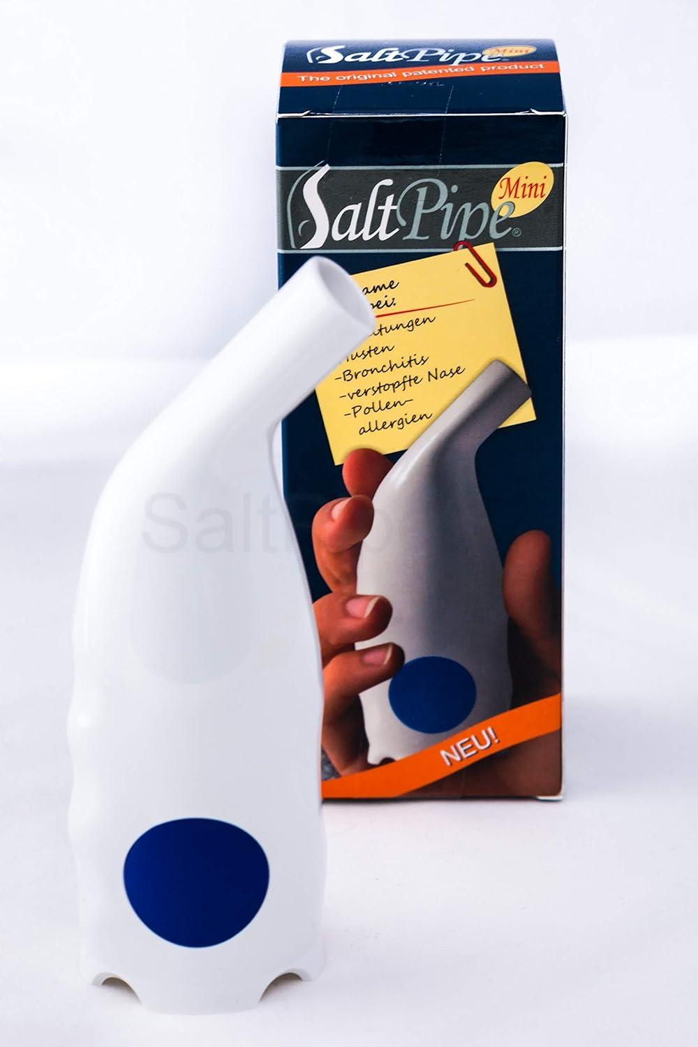 Mini Salt Pipe Inhaler - White & Blue Dot - 180g - Natural Salt Therapy ...