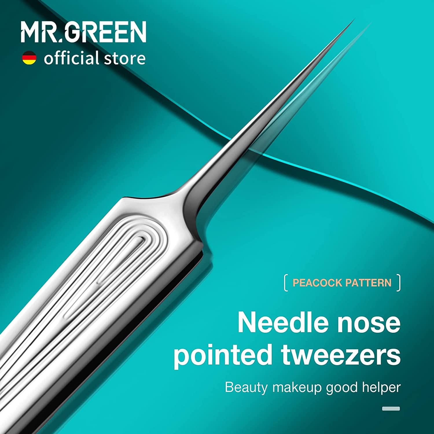 MR.GREEN Ingrown Hair Tweezers with Needle Nose Pointed Tips for ...